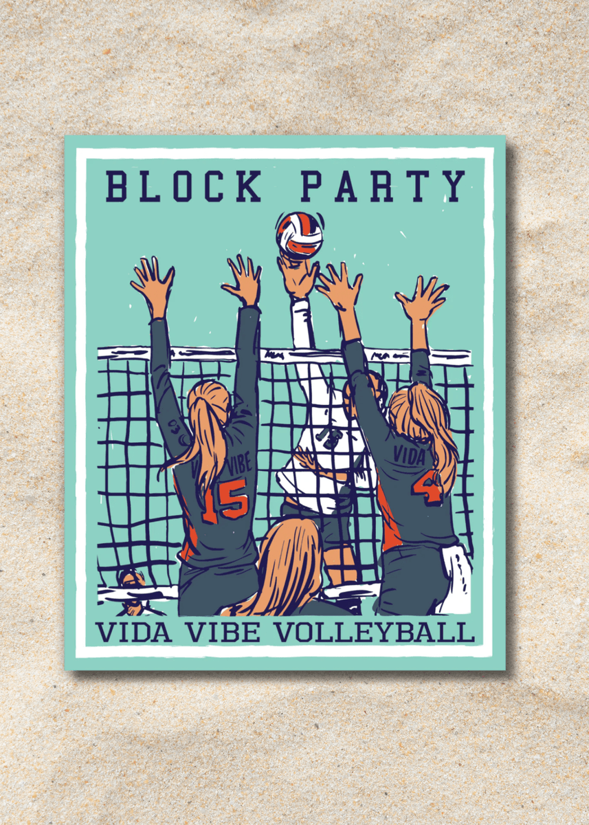 Block Party Volleyball Sticker | Volleyball Gifts and Apparel
