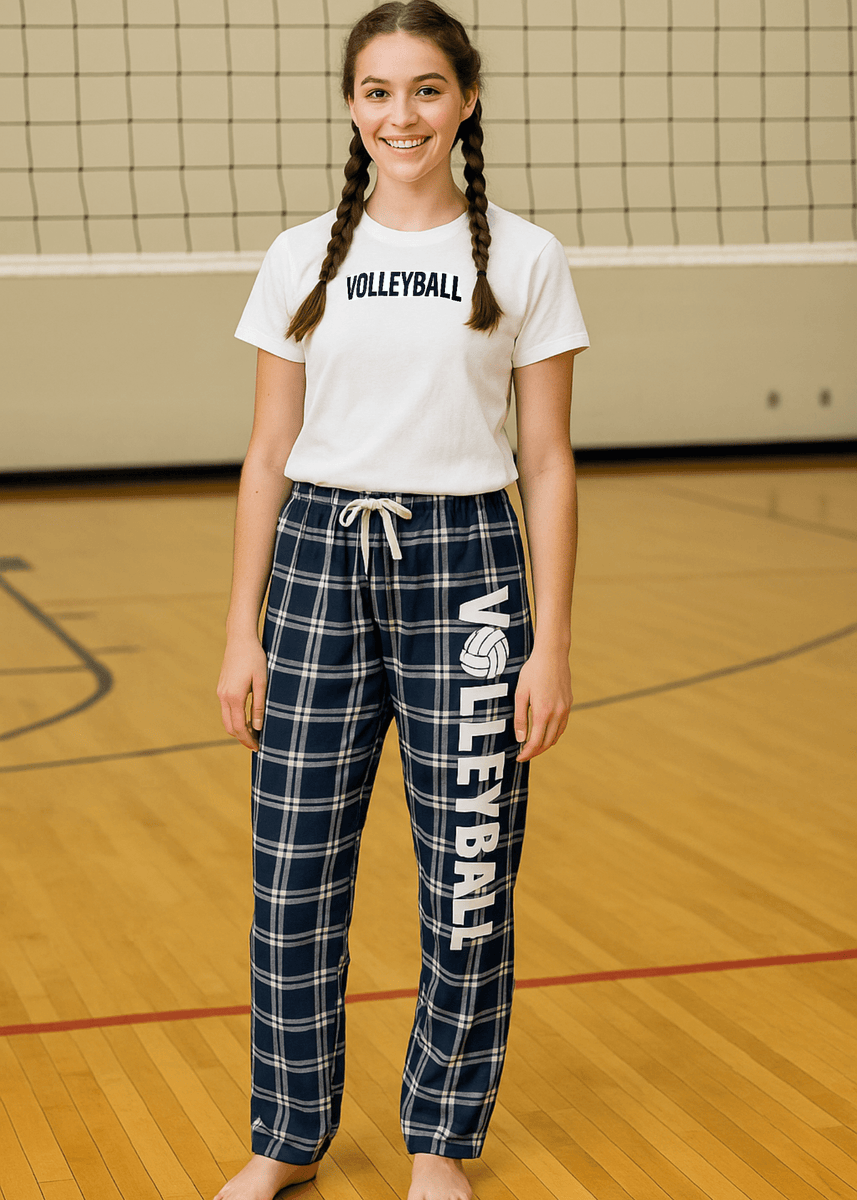 Navy Checkered Volleyball Flannel Pants | Volleyball Gifts and Apparel