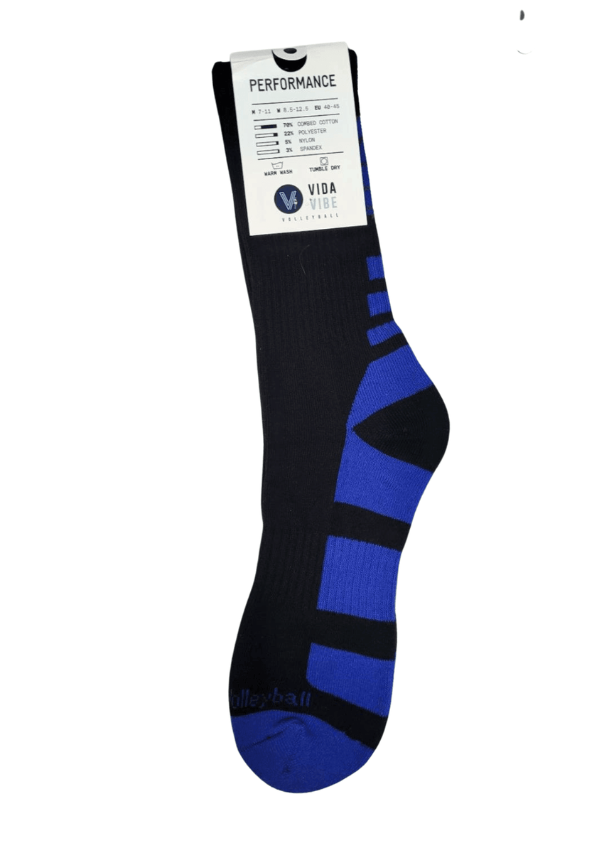 Volleyball Black and Blue Crew Sock | Volleyball Gifts and Apparel
